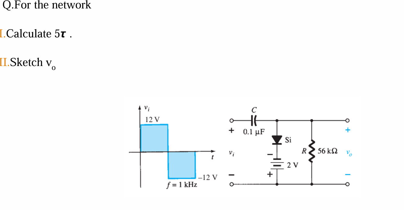 Solved Q.For the networkCalculate 5τ.II.Sketch voTHERE IS SI | Chegg.com