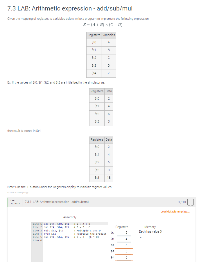 Solved 7.3 ﻿LAB: Arithmetic expression - ﻿add/sub/mulGiven | Chegg.com