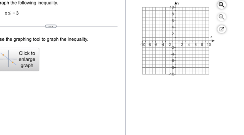 Solved raph the following inequality. x≤−3 se the graphing | Chegg.com