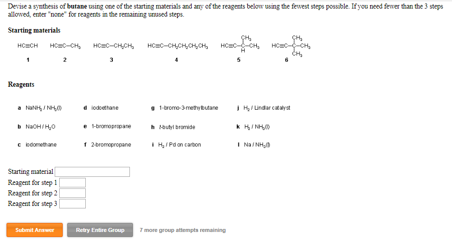 Solved Devise a synthesis of butane using one of the | Chegg.com
