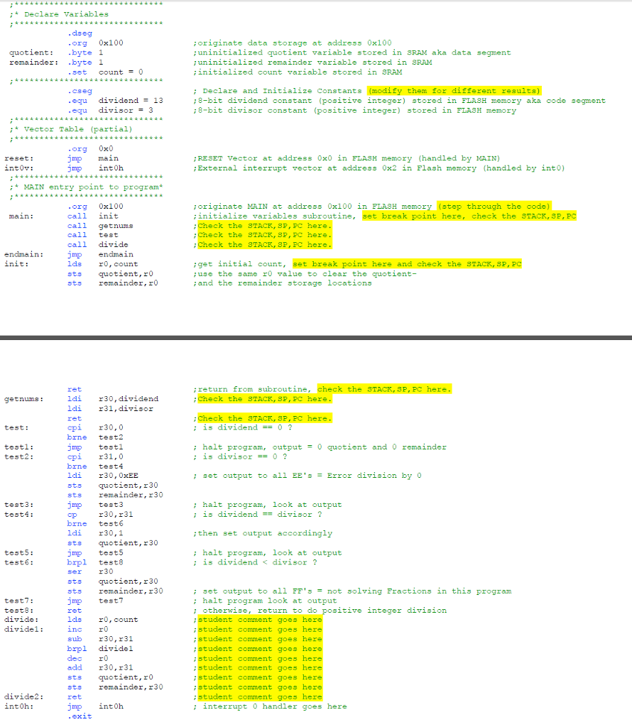Solved Declare Variables org 0x100 originate data storage at | Chegg.com
