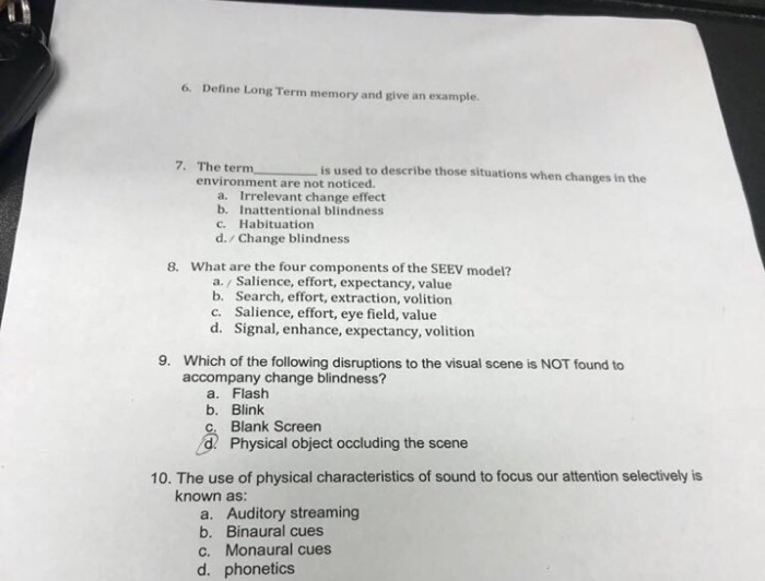 Solved 6. Define Long Term memory and give an example. 7. | Chegg.com