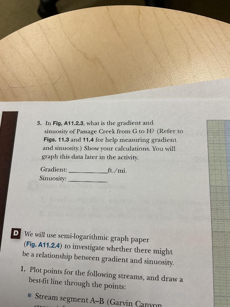 Solved 6. What is the gradiertl and sinuosity of the stream | Chegg.com