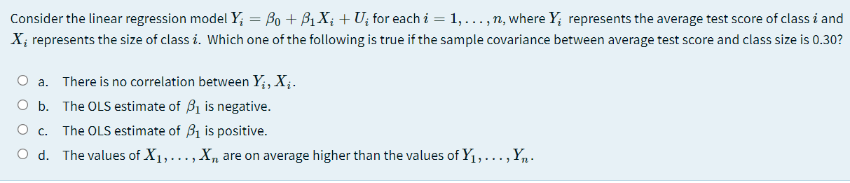 Solved Consider the linear regression model Y; = Bo + B1X; | Chegg.com