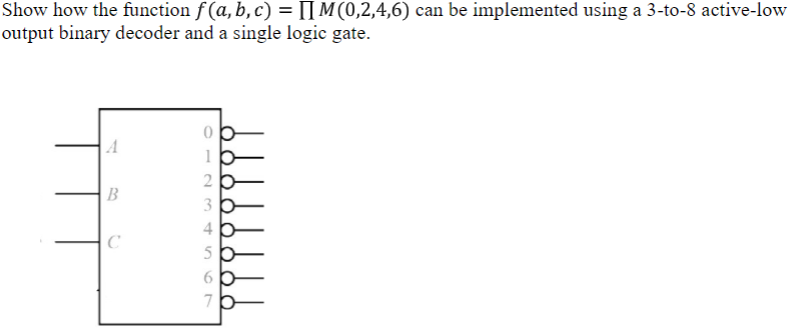 Solved Show how the function f(a,b,c)=∏M(0,2,4,6) can be | Chegg.com