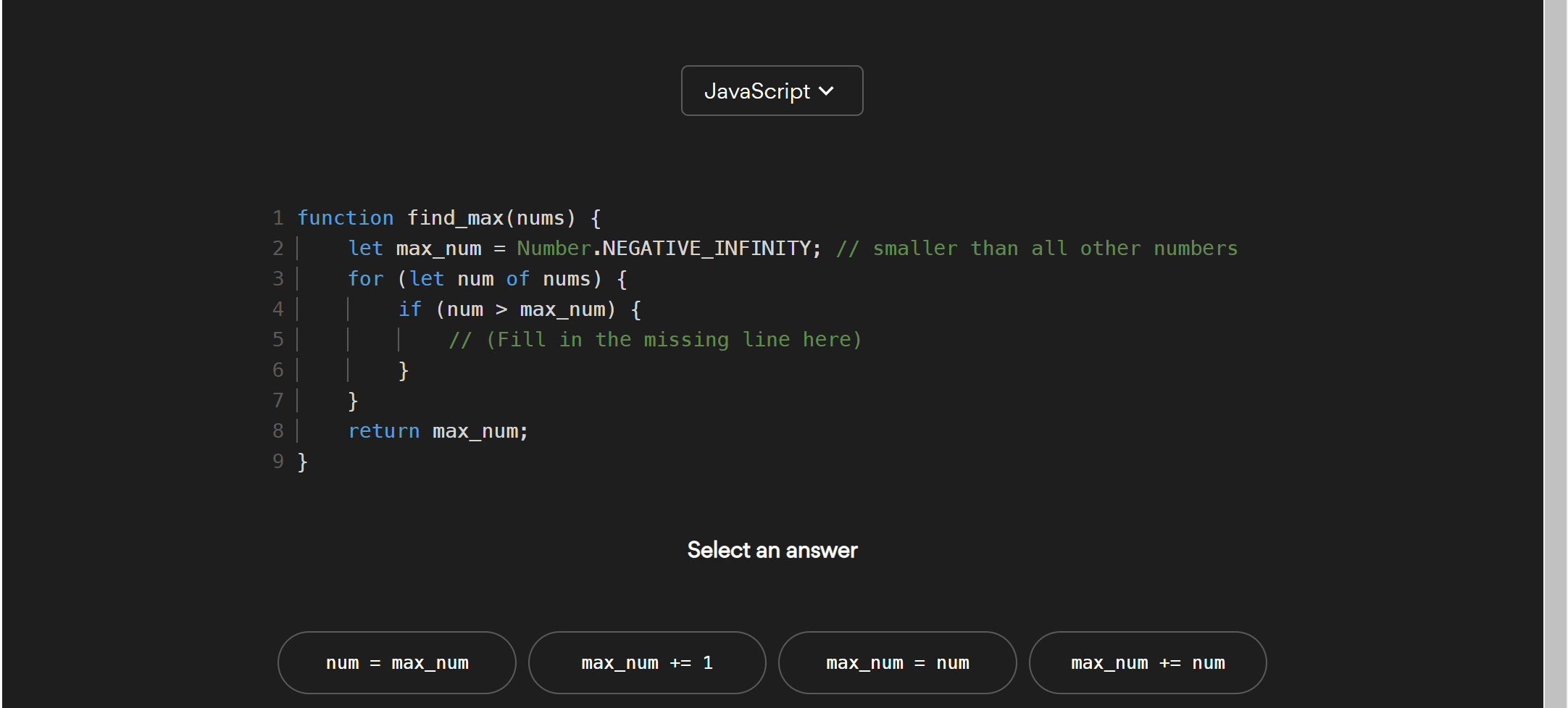Solved Select an answer \[ \text { num }=\text { max_num | Chegg.com