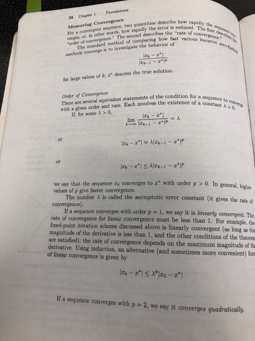 Solved 24 Chapter 1 Foundations Measuring Convergence For a | Chegg.com