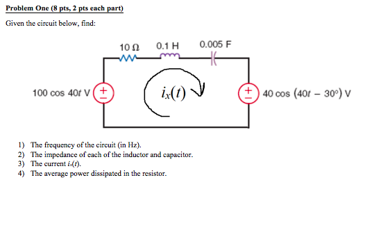 Solved Problem One (8 pts, 2 pts each part) Given the | Chegg.com