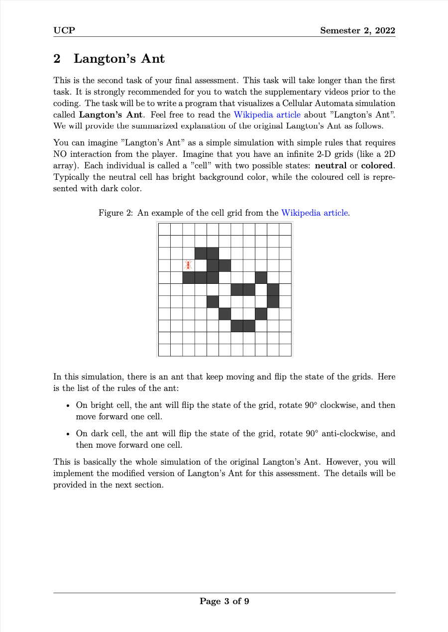 2 Langton's Ant This is the second task of your final | Chegg.com