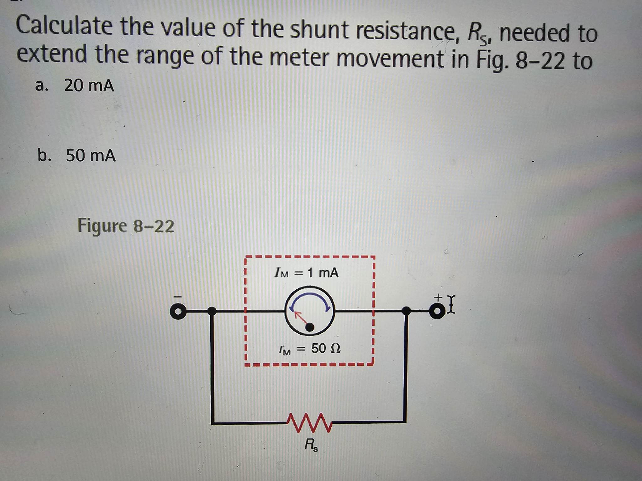 Solved Calculate the value of the shunt resistance, Rs, | Chegg.com