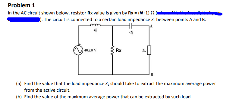 Solved Problem 1In ﻿the AC ﻿circuit shown below, resistor Rx | Chegg.com