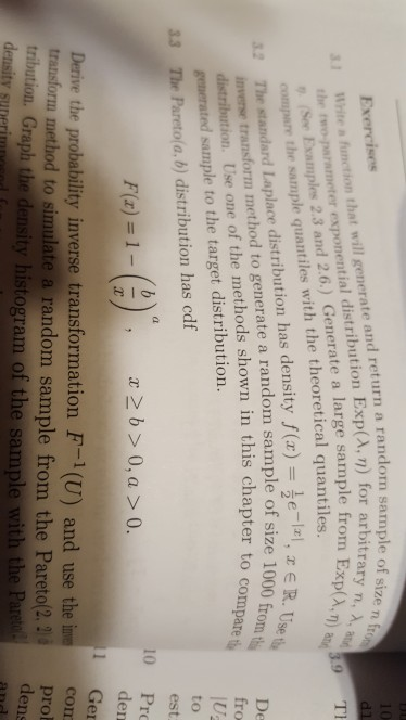 Solved Exercises the two-parameter exponential distribution | Chegg.com