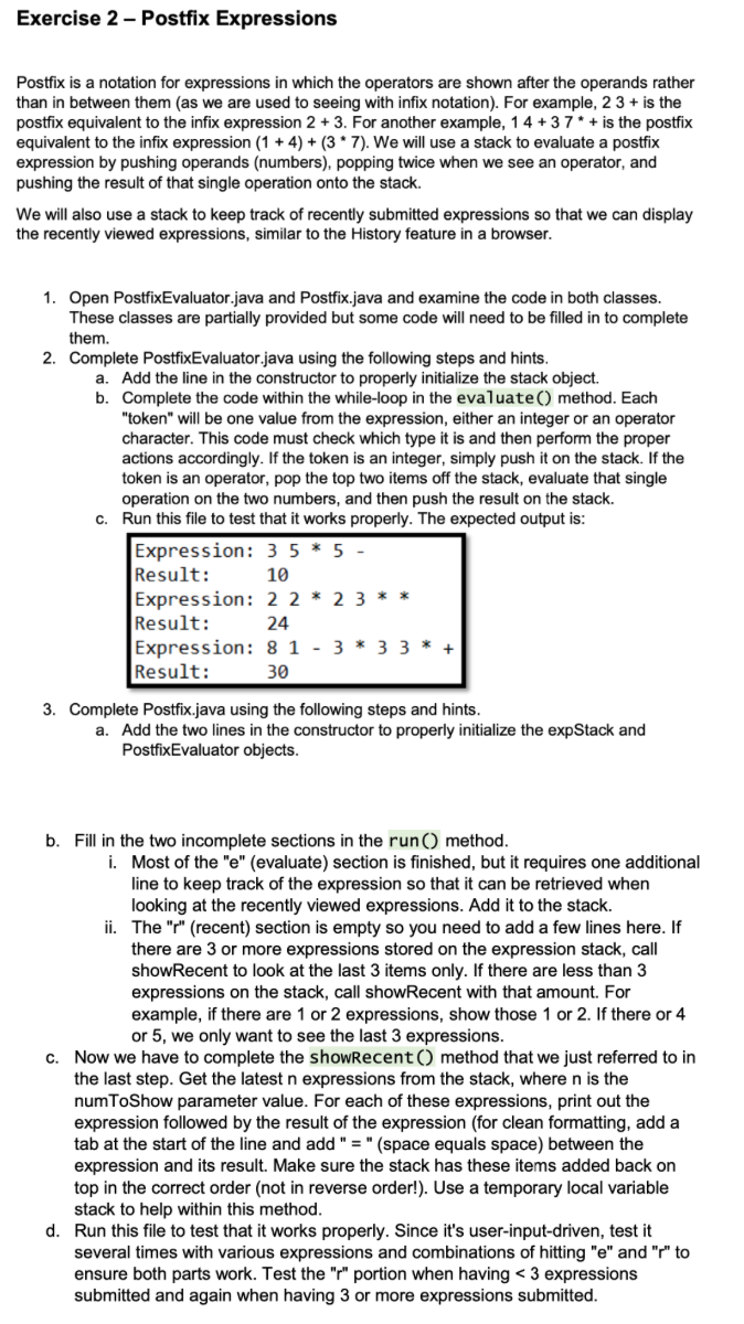 Solved PostfixEvaluator.java import | Chegg.com