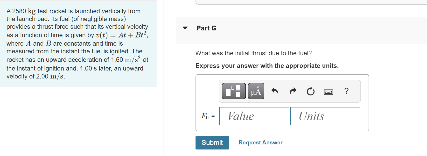 Solved A 2580 kg test rocket is launched vertically from the | Chegg.com