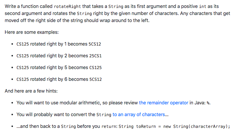 Solved Write a function called rotateRight that takes a | Chegg.com