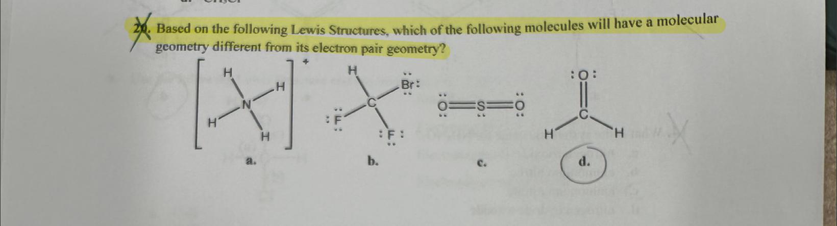 Solved based on the following lewis structures, which of the | Chegg.com