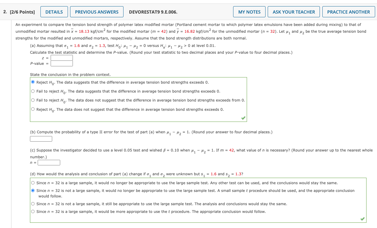 Solved 2. [2/6 Points] DETAILS PREVIOUS ANSWERS DEVORESTAT9 | Chegg.com
