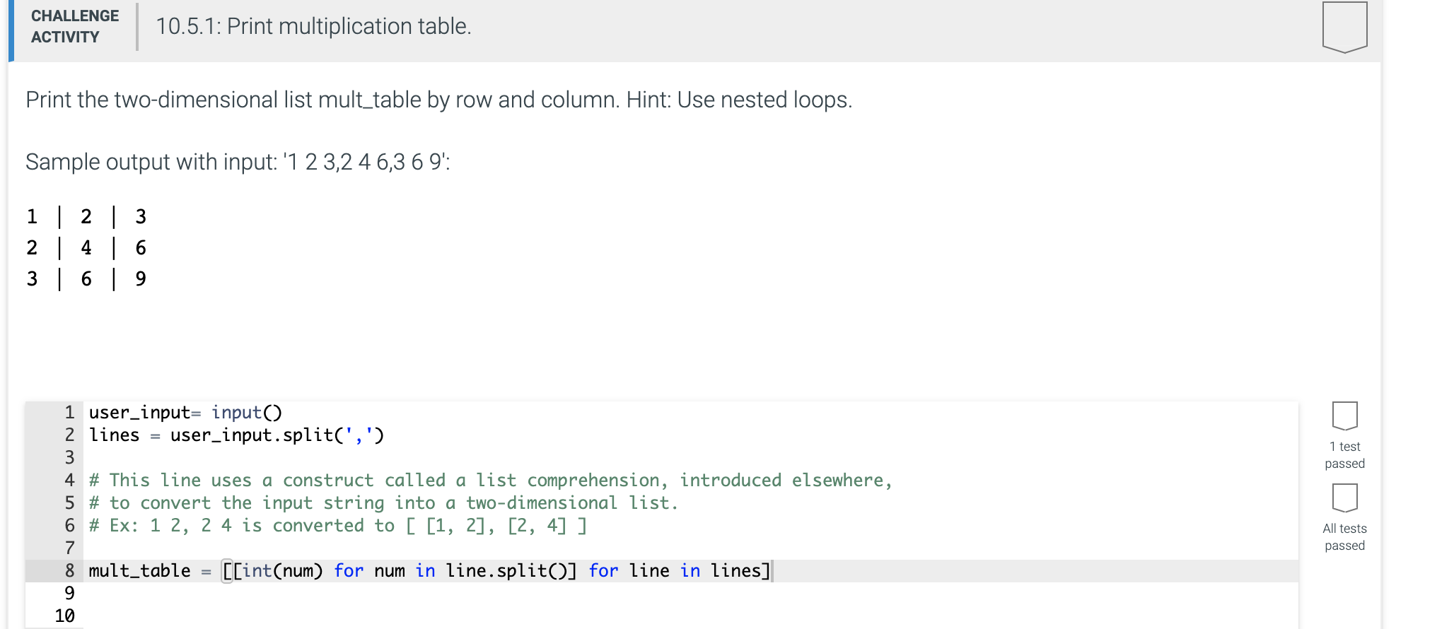 Solved: python!!!CHALLENGE ACTIVITY | 10.5.1: Print multip