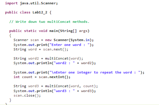 Solved Write two methods called multiConcat. One method | Chegg.com