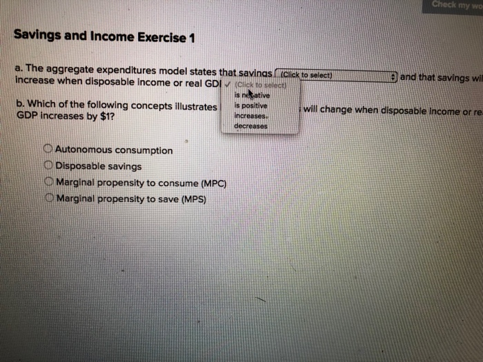 Solved Help Save& Exit Subm Check my work Savings and Income | Chegg.com
