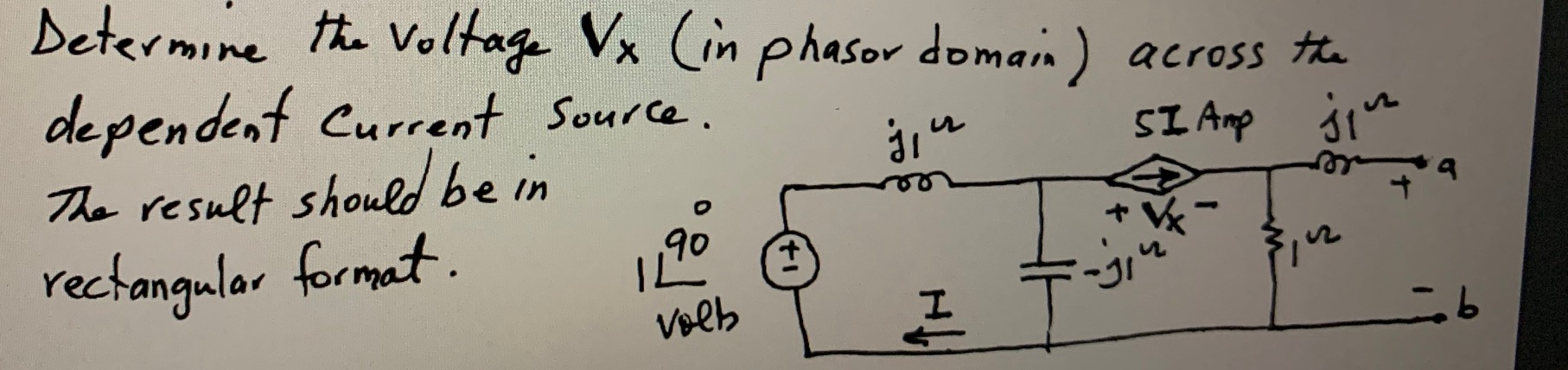Solved Determine the voltage Vx (in phasor domain) across | Chegg.com