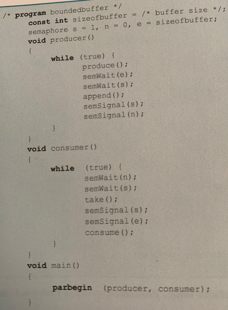 program boundedbuffer */ const int sizeofbuffer /* | Chegg.com