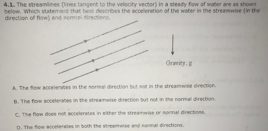Solved 4.1. The streamlines (lines tangent to the velocity | Chegg.com