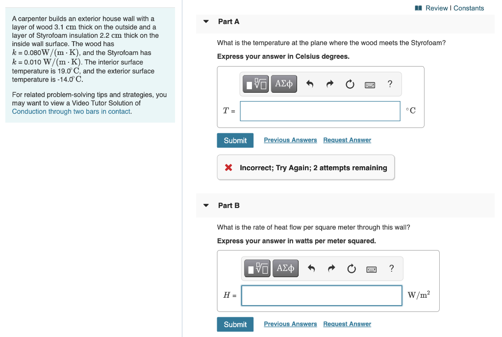 Solved A Review | Constants Part A What is the temperature | Chegg.com