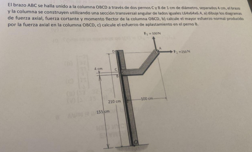 Solved The arm A B C is attached to the column O B C D | Chegg.com