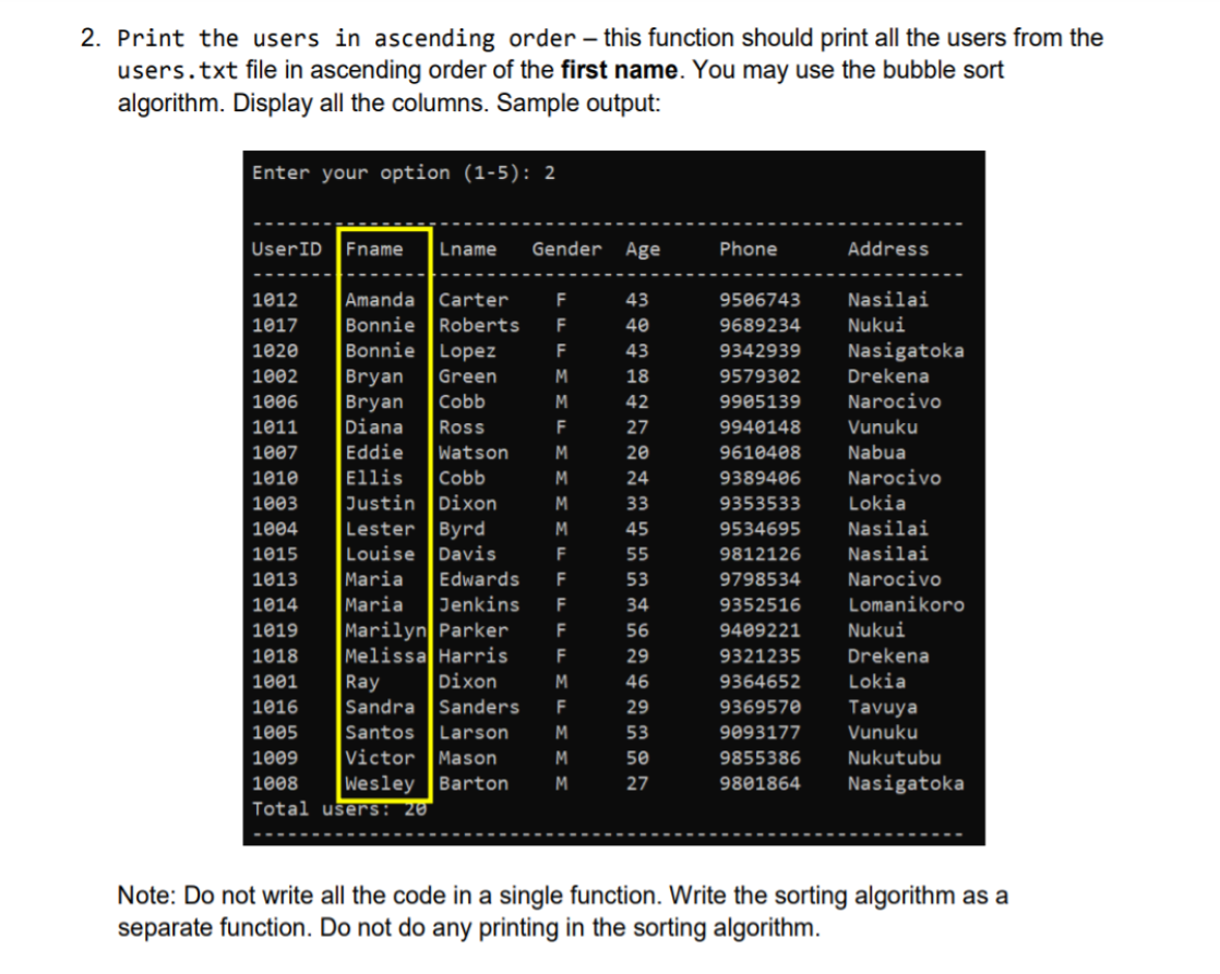 Solved Please use bubble sort algorithm in ascending order. | Chegg.com
