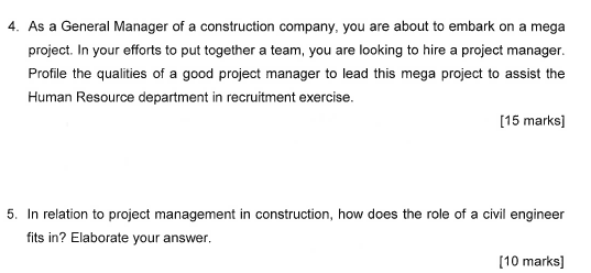 Solved 4. As a General Manager of a construction company, | Chegg.com