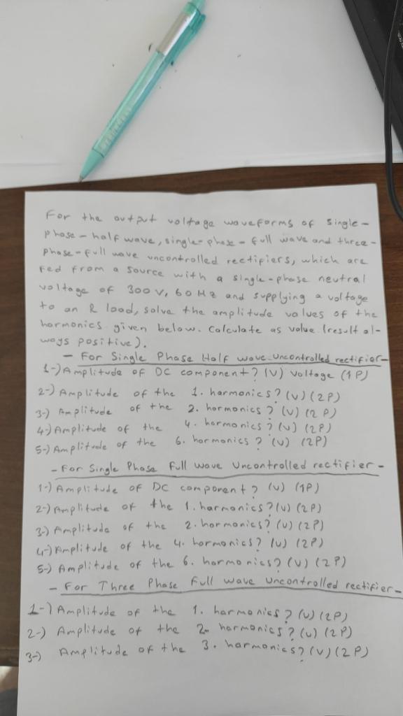 Solved Of The For The Output Voltage Waveforms Of Single