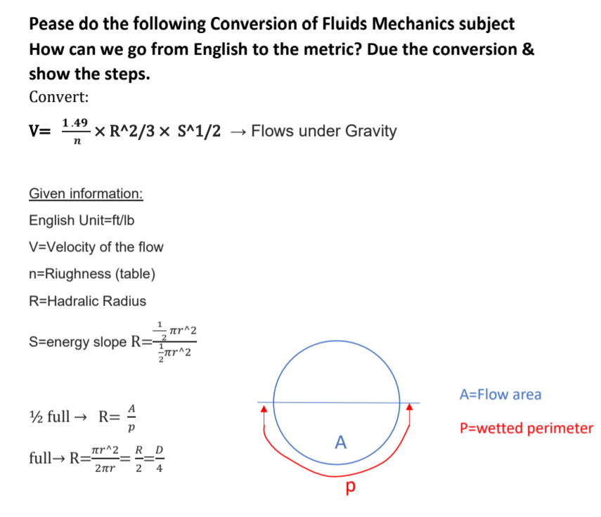 Solved Pease do the following Conversion of Fluids Mechanics | Chegg.com