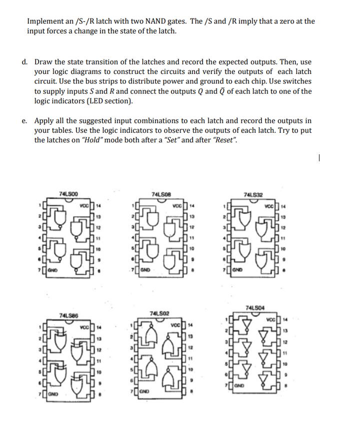 Implement an /S-/R latch with two NAND gates. The /S | Chegg.com