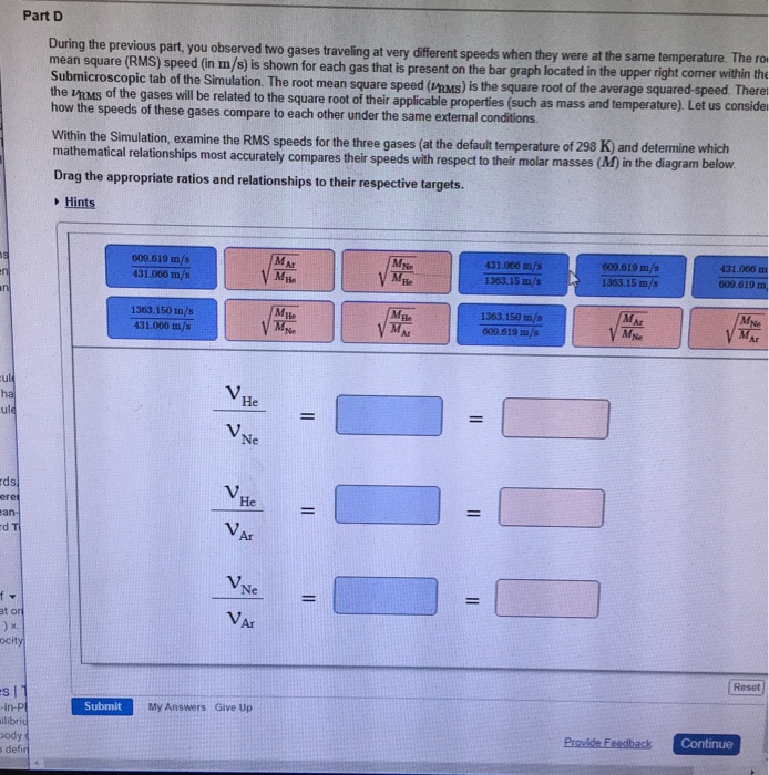 Solved Part D part, you observed two gases traveling at very | Chegg.com