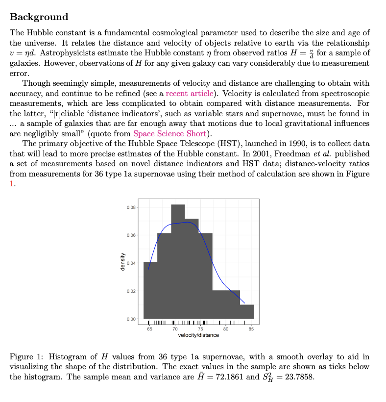 Solved Background The Hubble constant is a fundamental | Chegg.com