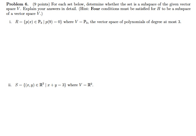 Solved Problem 6. (9 points) For each set below, determine | Chegg.com