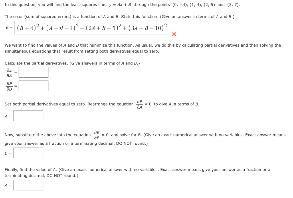 Solved In this question, you will find the least-squares | Chegg.com
