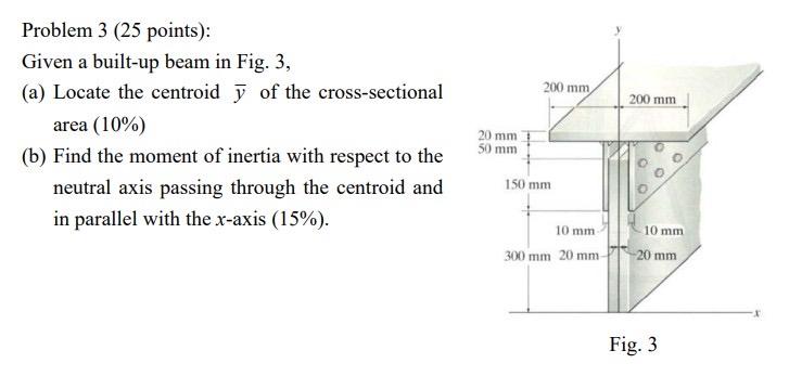 Solved Problem 3 ( 25 points): Given a built-up beam in Fig. | Chegg.com Solved Problem 3 ( 25 points): Given a built-up beam in Fig. | Chegg.com