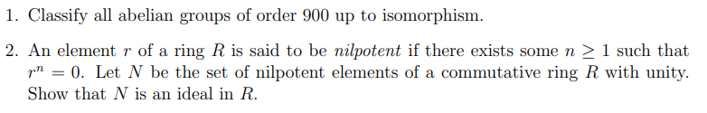 Solved 1. Classify all abelian groups of order 900 up to | Chegg.com