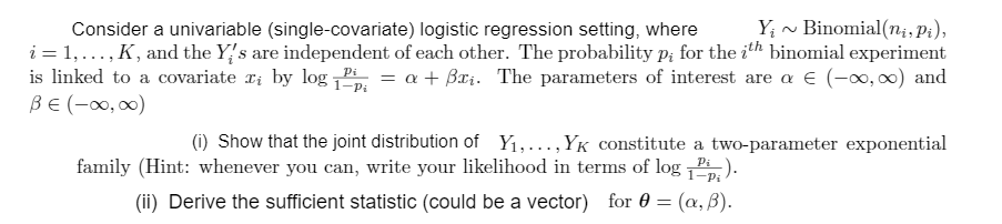 Solved Consider a univariable (single-covariate) logistic | Chegg.com