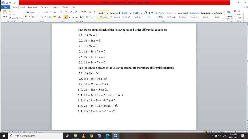 Solved Documenti - Microsoft Word (Product Activation | Chegg.com