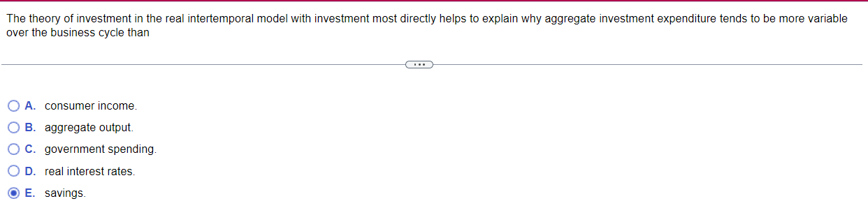 Solved The theory of investment in the real intertemporal | Chegg.com