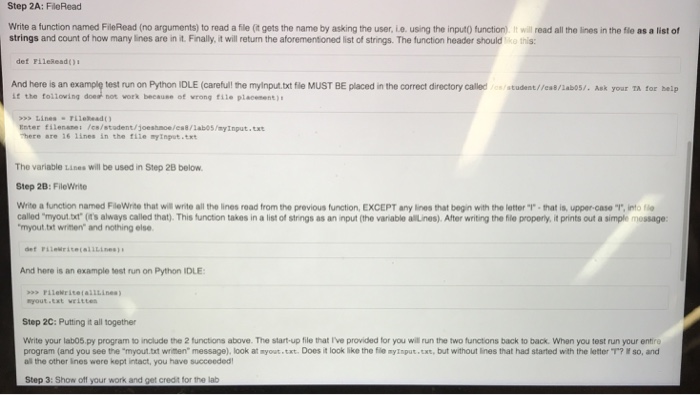 Solved Python code...please help! My ReadLines() function is | Chegg.com