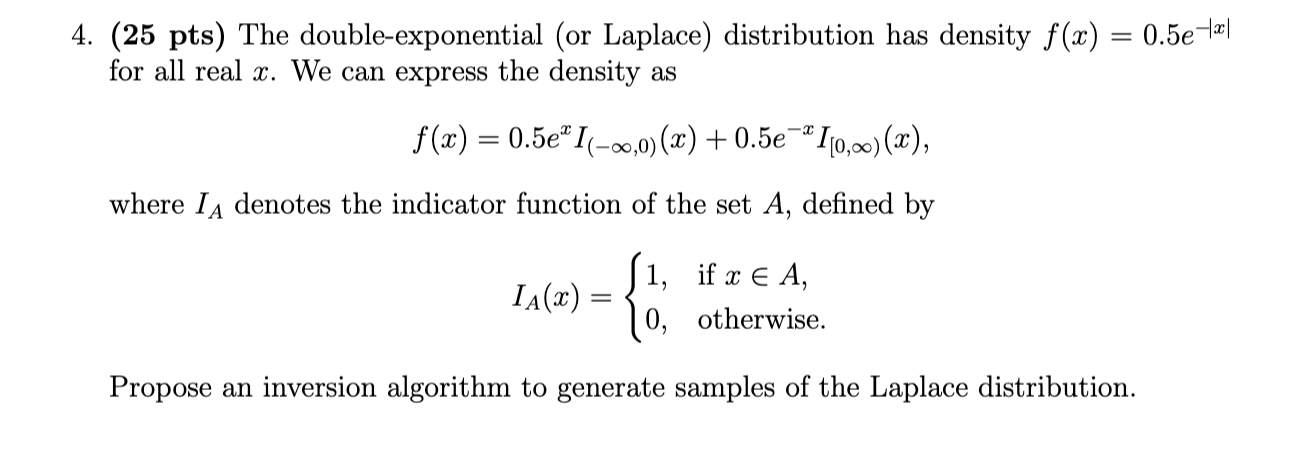 Solved 4. (25 pts) The double-exponential (or Laplace) | Chegg.com