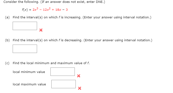 Solved Consider the following function. f(x) = 2x3 + 12x2 − | Chegg.com