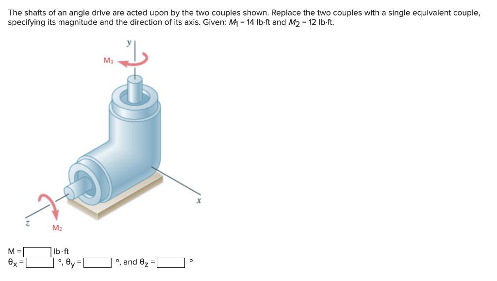 Solved The shafts of an angle drive are acted upon by the | Chegg.com