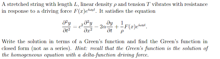Solved A stretched string with length L, linear density p | Chegg.com