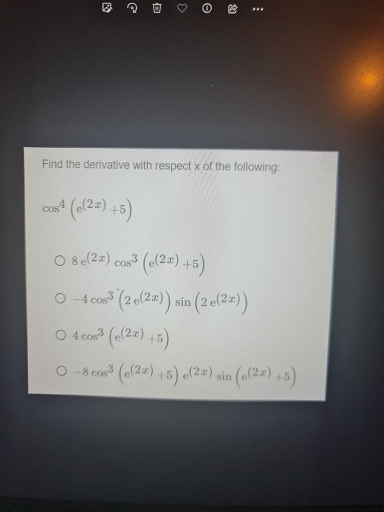 Solved Find the first derivative with respect to × for the | Chegg.com