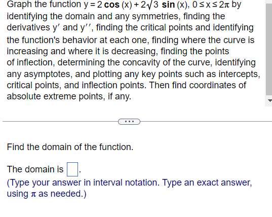 Solved Graph the function y=2cos(x)+232sin(x),0≤x≤2π | Chegg.com